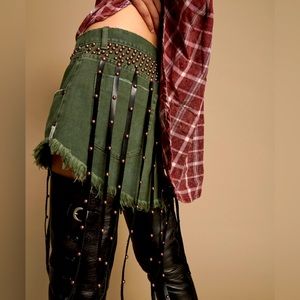 One Teaspoon | Skirts | French Khaki Studded Serpent Skirt | Poshmark